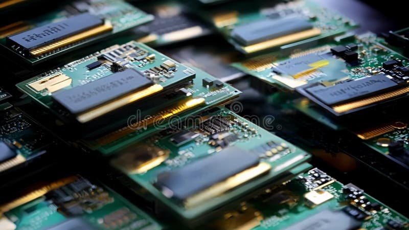 Stack of Computer Memory Chips Showing Circuit Board Detail Stock Video ...