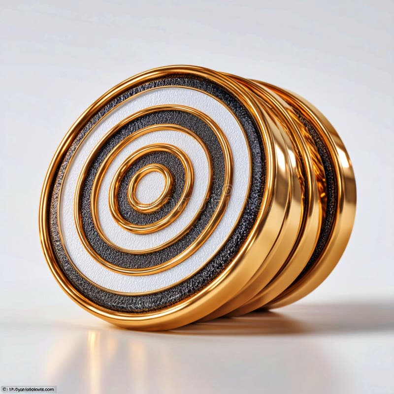 Stack of Concentric Circles with Gold Trim on a Light Surface Stock ...