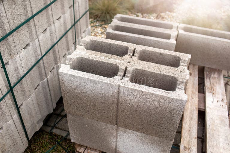 Stack of Concrete Blocks for Construction Stock Image - Image of brick ...