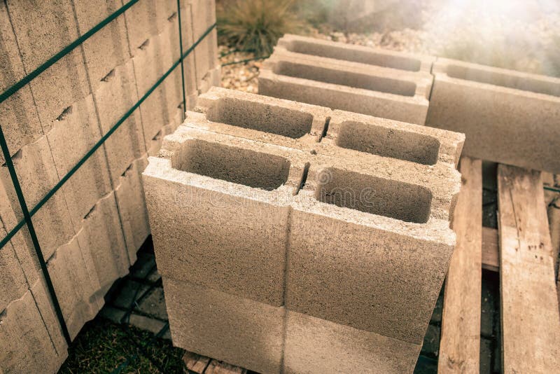 Stack of Concrete Blocks for Construction Stock Photo - Image of ...