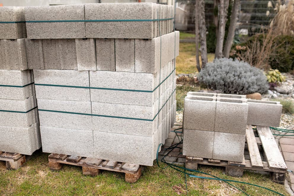 Stack of Concrete Blocks for Construction Stock Image - Image of ...