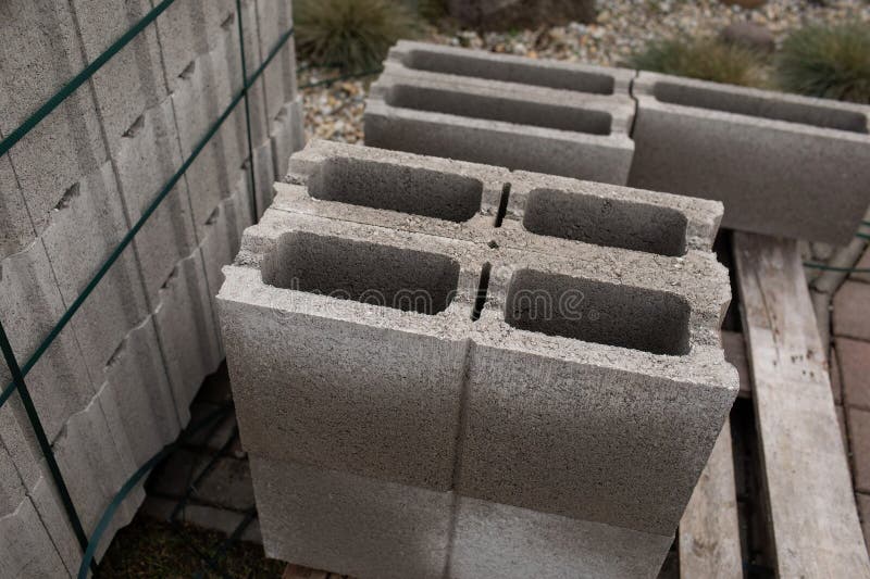 Stack of Concrete Blocks for Construction Stock Photo - Image of wall ...