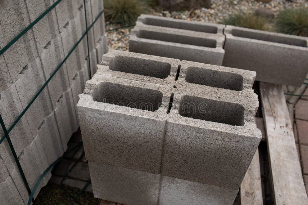 Stack of Concrete Blocks for Construction Stock Photo - Image of wall ...