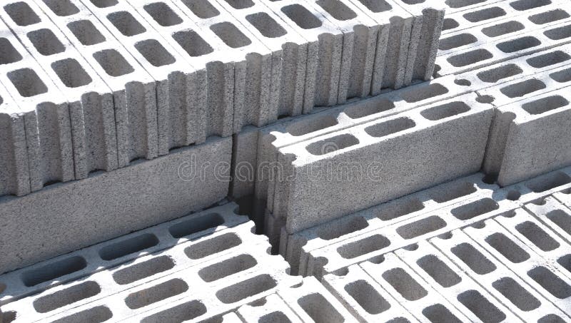 Stack of Concrete Blocks in Construction Site Area, High Angle and ...
