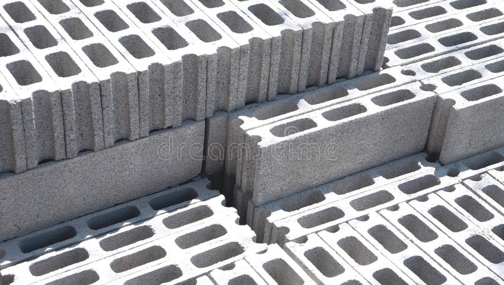 Stack of Concrete Blocks in Construction Site Area, High Angle and ...