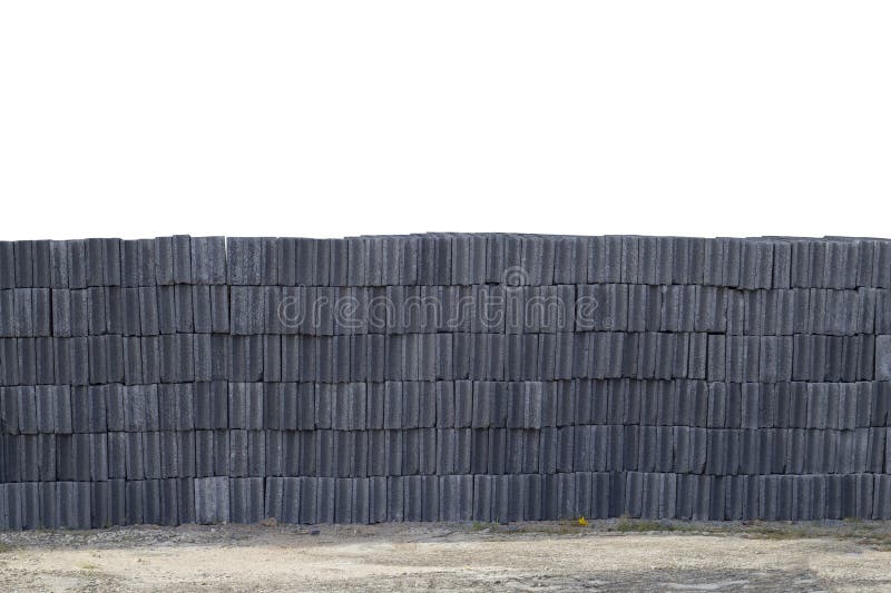 Stack of Concrete Blocks in Construction Site Isolated on White ...