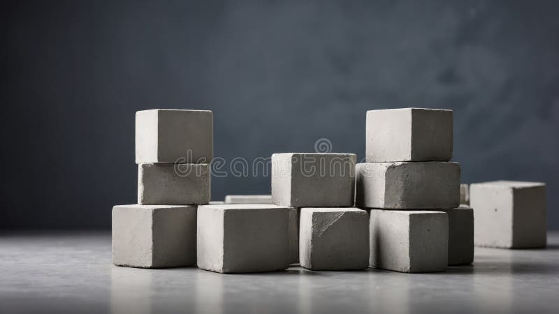 A Stack of Concrete Blocks on Grey Background. Stock Photo - Image of ...