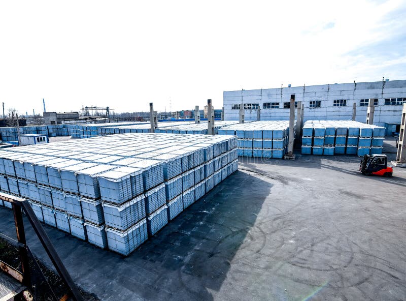 Stack of Concrete Blocks Near House-building Factory Stock Image ...