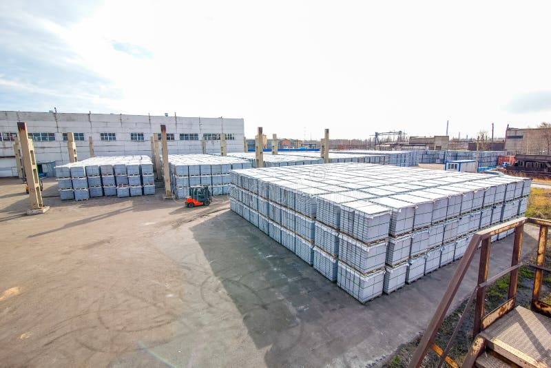 Stack of Concrete Blocks Near House-building Factory Stock Photo ...