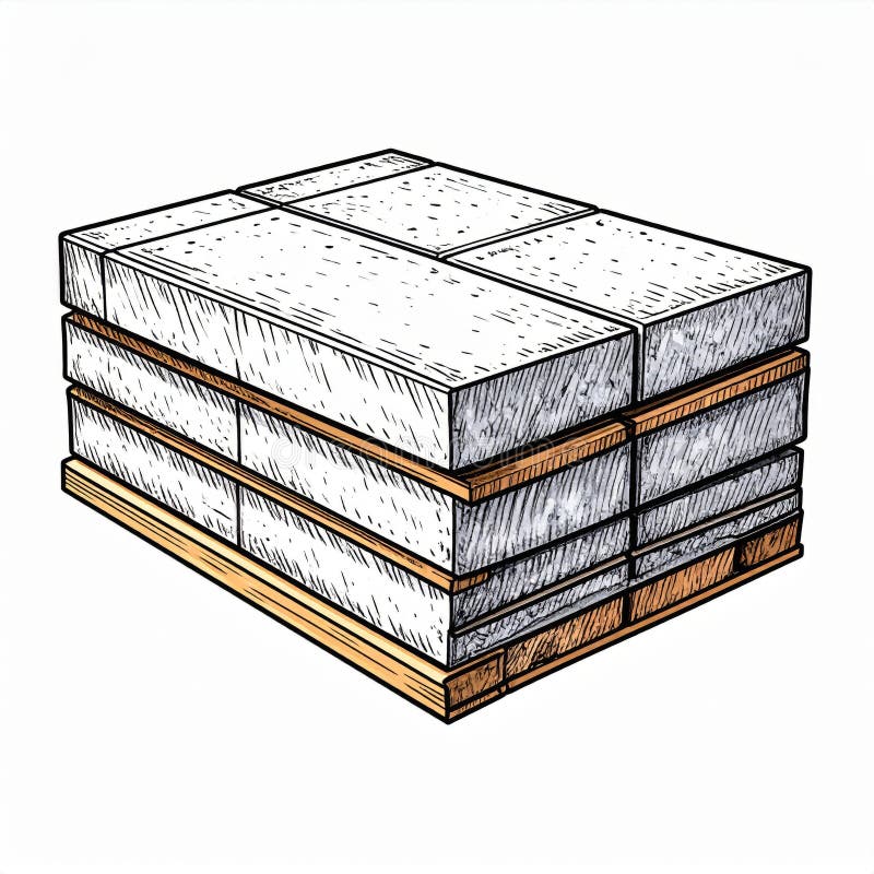 Stack of Concrete Blocks on Wooden Pallet Stock Illustration ...