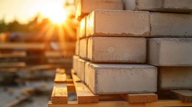 Stack of Concrete Blocks on a Wooden Pallet Stock Photo - Image of ...