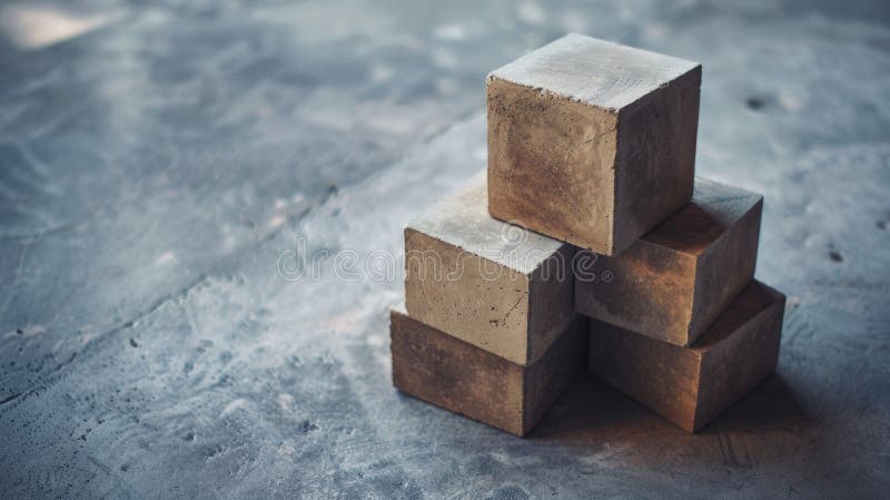 Stack of Concrete Cubes on Industrial Background Stock Photo - Image of ...