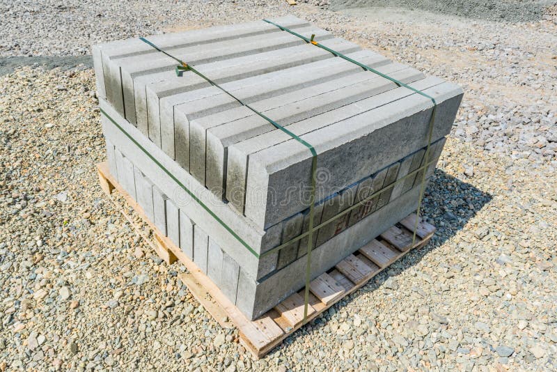 Stack of Concrete Curbstone Close Up Stock Image - Image of floor ...