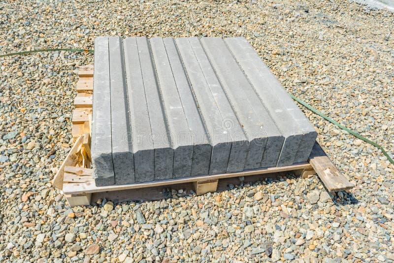 Stack of Concrete Curbstone Close Up Stock Photo - Image of gray ...