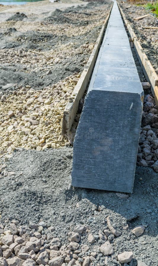 Stack of Concrete Curbstone Close Up Stock Photo - Image of development ...