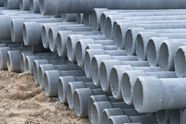 Stack Concrete Drainage Pipe in Construction Site Stock Image - Image ...
