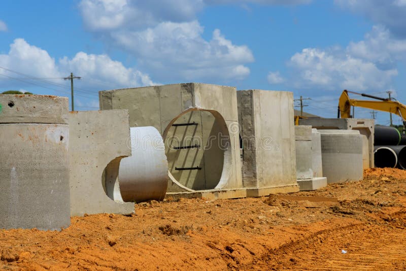 Stack of Concrete Drainage Wells for Discharge of Water on a ...
