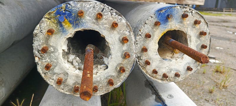 Pile of Concrete Electric Poles for Medium Voltage Distribution Stock ...