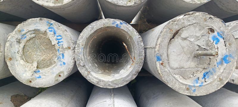 Pile of Concrete Electric Poles for Medium Voltage Distribution Stock ...