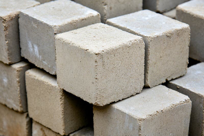Stack of Concrete Paving Stones Building Material Grey Grey Pile Hard ...