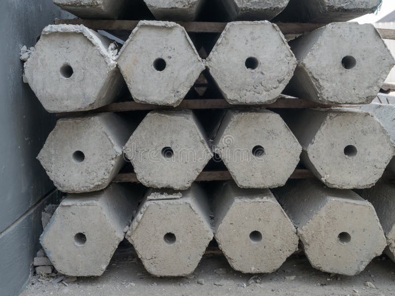Stack of concrete piles stock photo. Image of architecture - 89748672