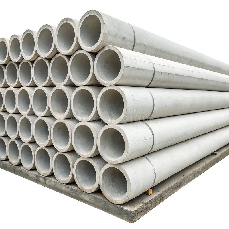 Stack of Concrete Pipes for Building Construction and Pipeline Stock ...
