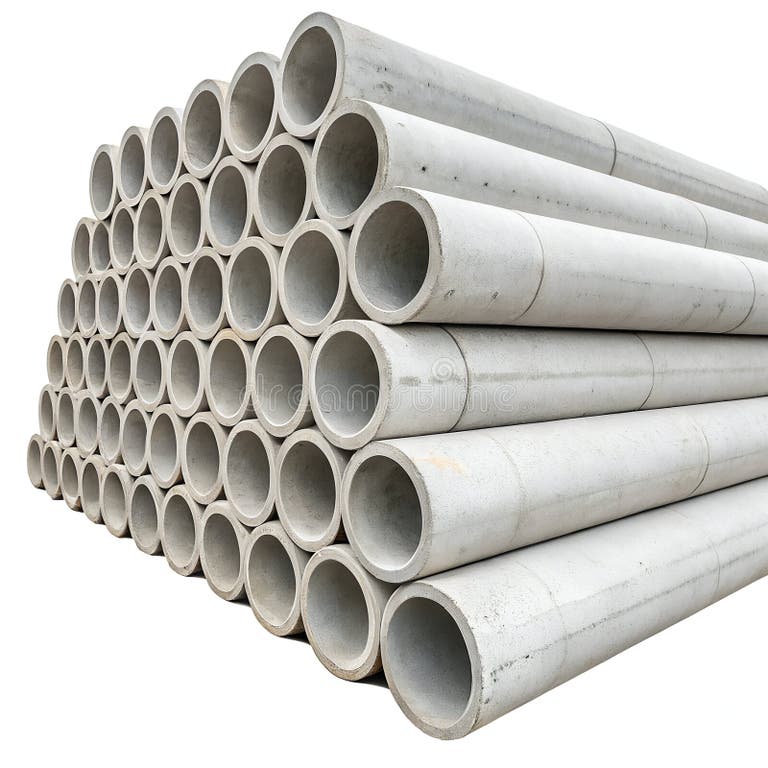 Stack of Concrete Pipes for Building Construction and Pipeline Stock ...