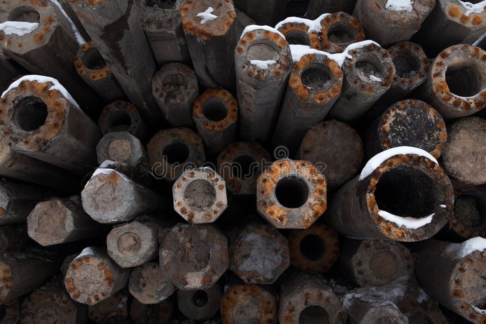 Stack of the Concrete Poles Stock Image - Image of heap, pole: 258547587