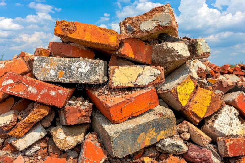 A Stack of Concrete Rubble from a Collapsed Building Contrasting with ...