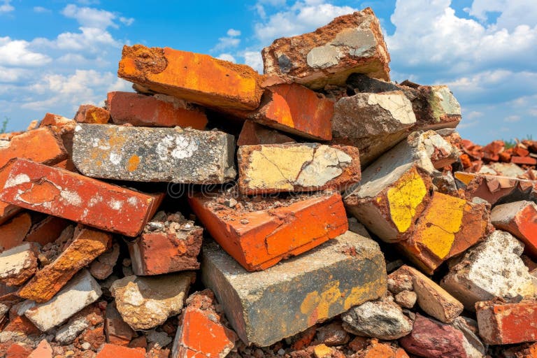 A Stack of Concrete Rubble from a Collapsed Building Contrasting with ...