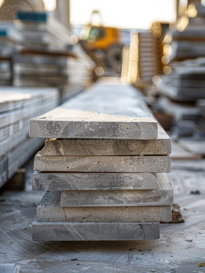 Stack of Concrete Slabs in Construction Area with Blurred Background ...