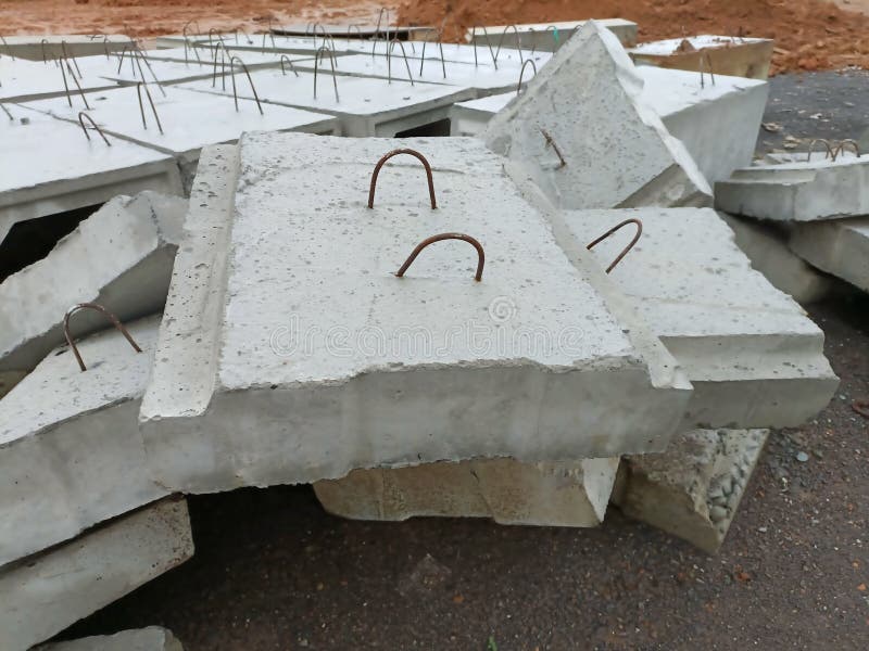 Stack of Concrete Slabs at Construction Site Stock Photo - Image of ...