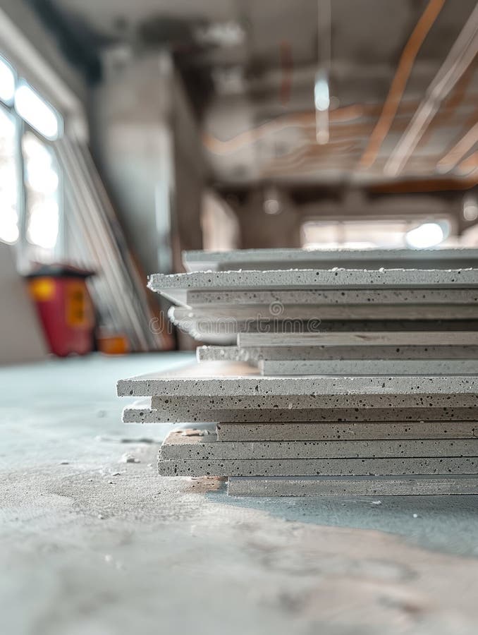 Stack of Concrete Slabs in an Unfinished Interior Space. Stock Photo ...