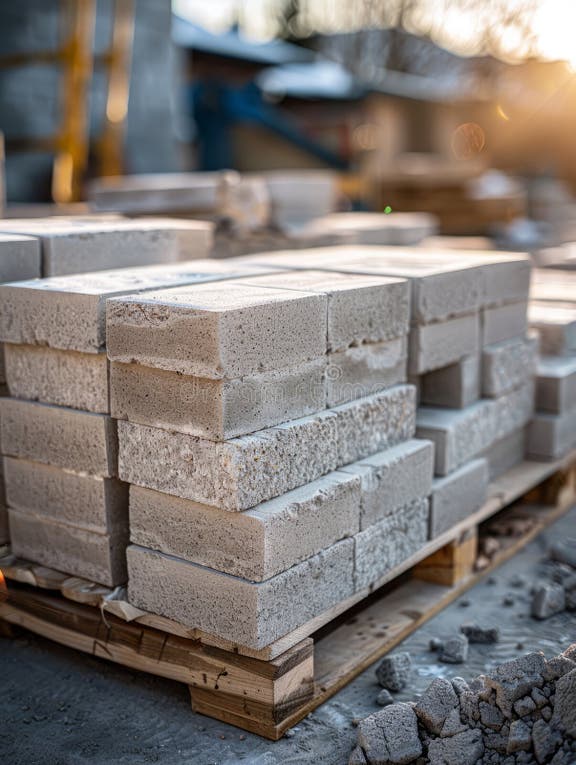 Stack of Construction Bricks in an Outdoor Setting. Stock Image - Image ...
