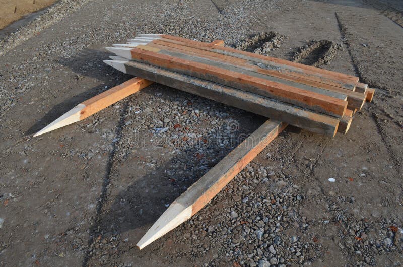 Stack of Construction Timber Piles Stock Photo - Image of construct ...