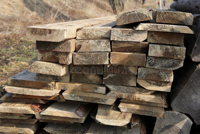 Stack of Construction Timber. Wooden Boards Stock Image - Image of beam ...