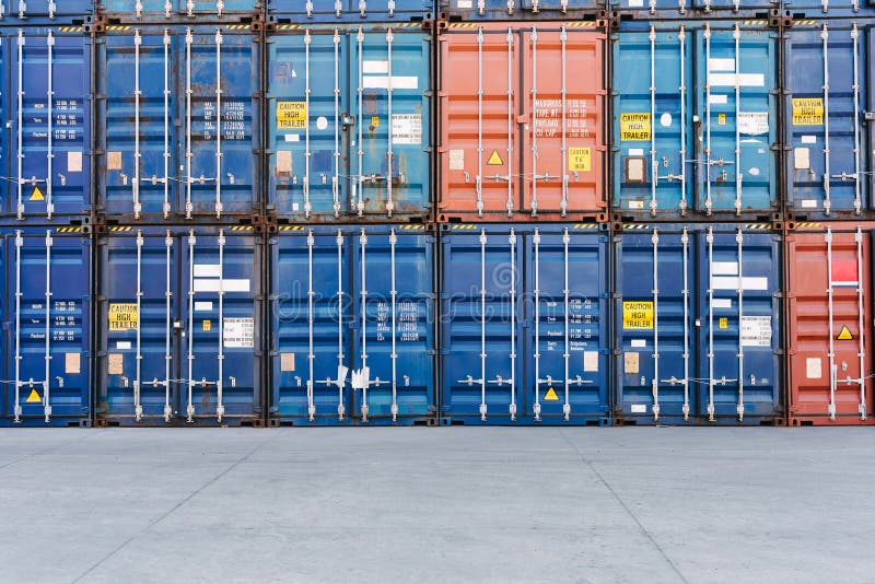 Stack of Container Box in Port for Logistic Export Import Business ...