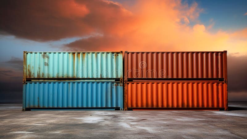 Stack of Container Boxes at Cargo Station, Cargo Delivery for Import ...