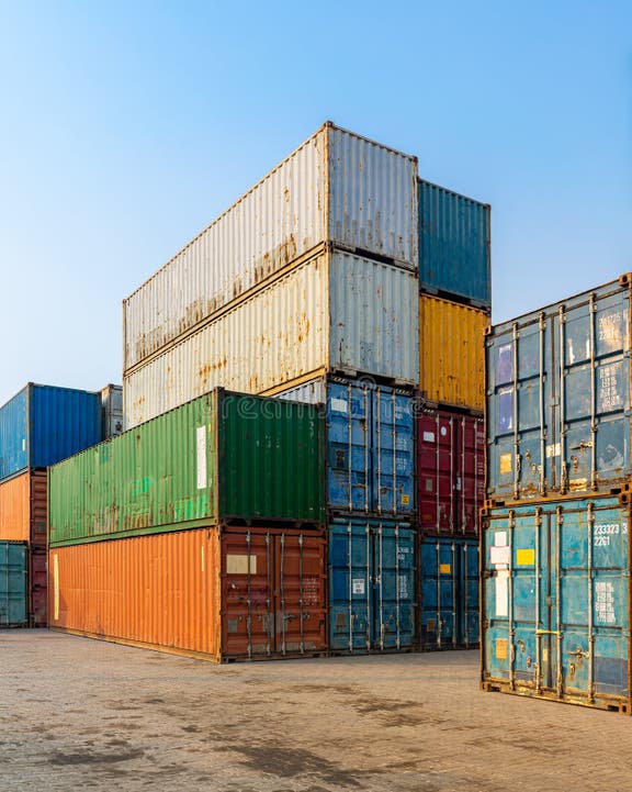 Stack of Container Cargo on Logistic Port Ready for Shipment Editorial Photography - Image of ...