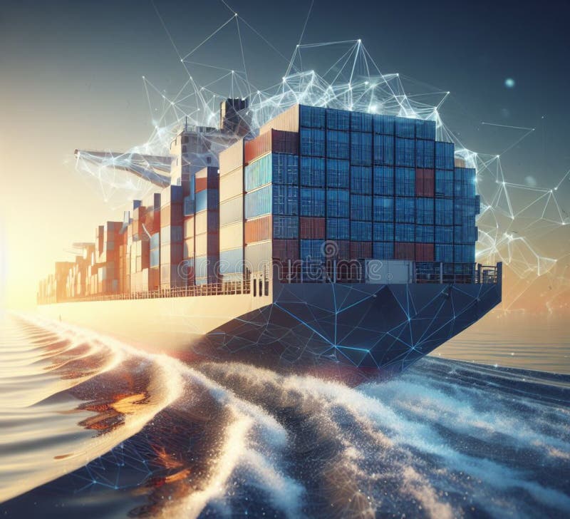 Stack Container Carho Ship Canal Port Freight Sea Computer Aid Service ...