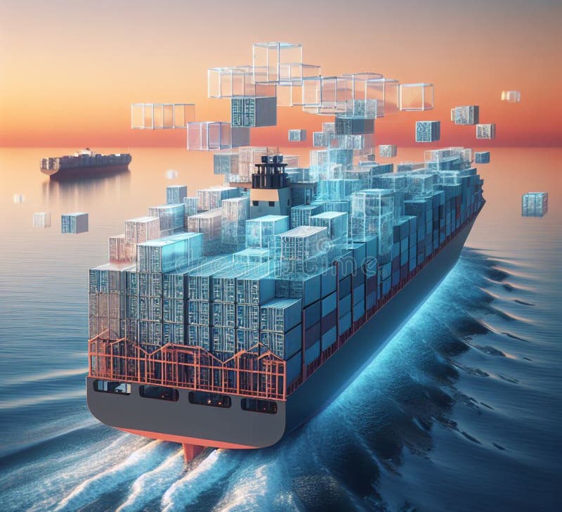 Stack Container Carho Ship Canal Port Freight Sea Computer Aid Service ...