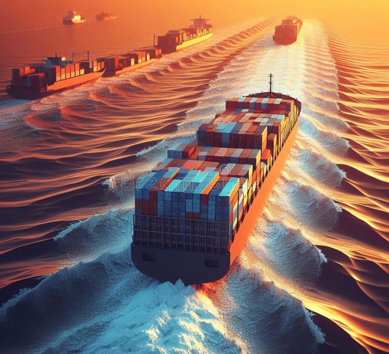 Stack Container Carho Ship Canal Port Freight Sea Computer Aid Service ...