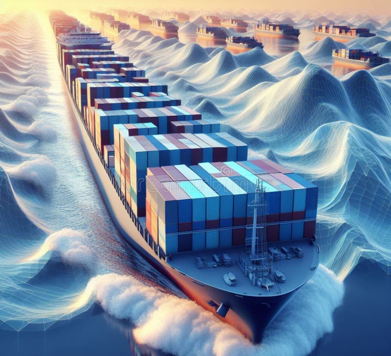 Stack Container Carho Ship Canal Port Freight Sea Computer Aid Service ...