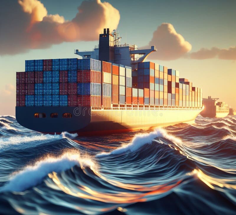 Stack Container Carho Ship Canal Port Freight Sea Computer Aid Service ...