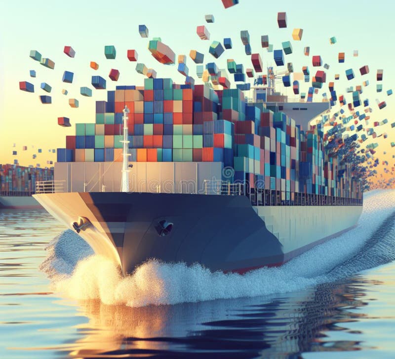 Stack Container Carho Ship Canal Port Freight Sea Computer Aid Service ...