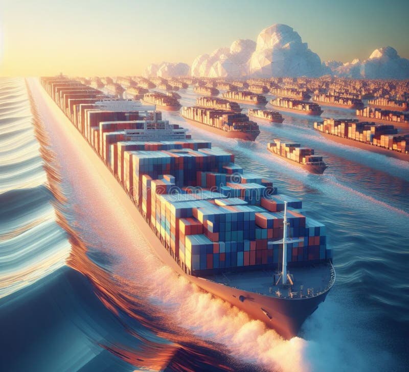 Portrait Shipyard Cargo Container Canal Port Freight Forwarding Sea ...