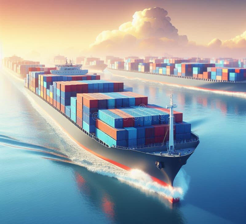 Stack Container Carho Ship Canal Port Freight Sea Computer Aid Service ...