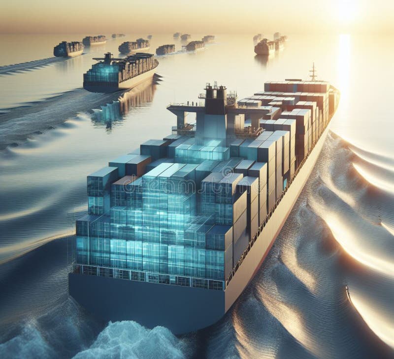 Stack Container Carho Ship Canal Port Freight Sea Computer Aid Service ...