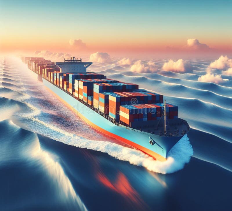 Stack Container Carho Ship Canal Port Freight Sea Computer Aid Service ...