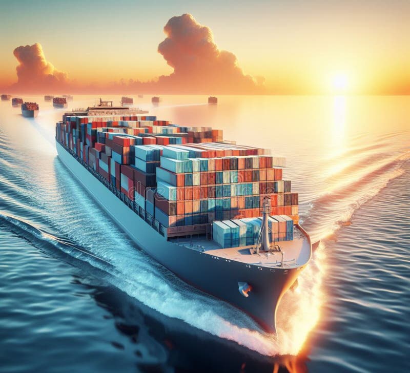 Stack Container Carho Ship Canal Port Freight Sea Computer Aid Service ...